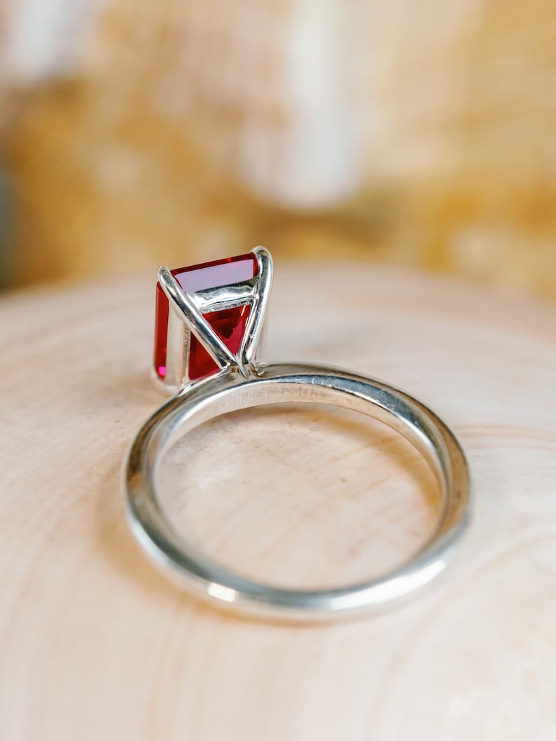 14k Emerald Cut Ruby Ring Emerald Cut Ruby Ruby Engagement - Etsy