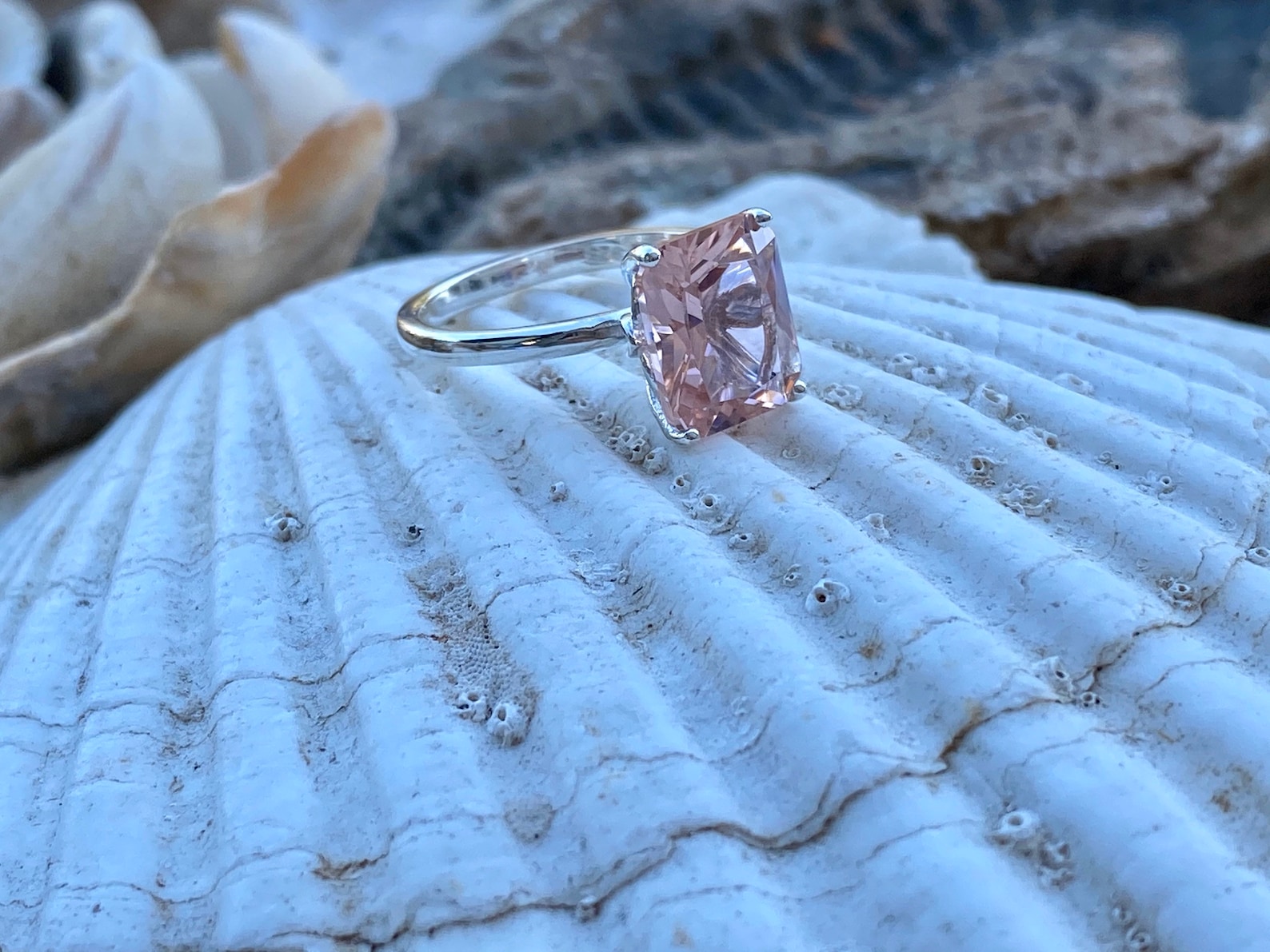 Radiant Cut Solitaire Morganite Ring Morganite Engagement - Etsy