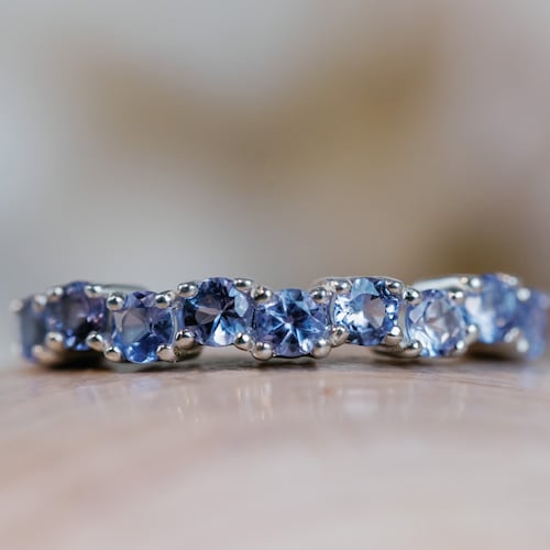 Natural Tanzanite Band Tanzanite Wedding Band Half Eternity - Etsy