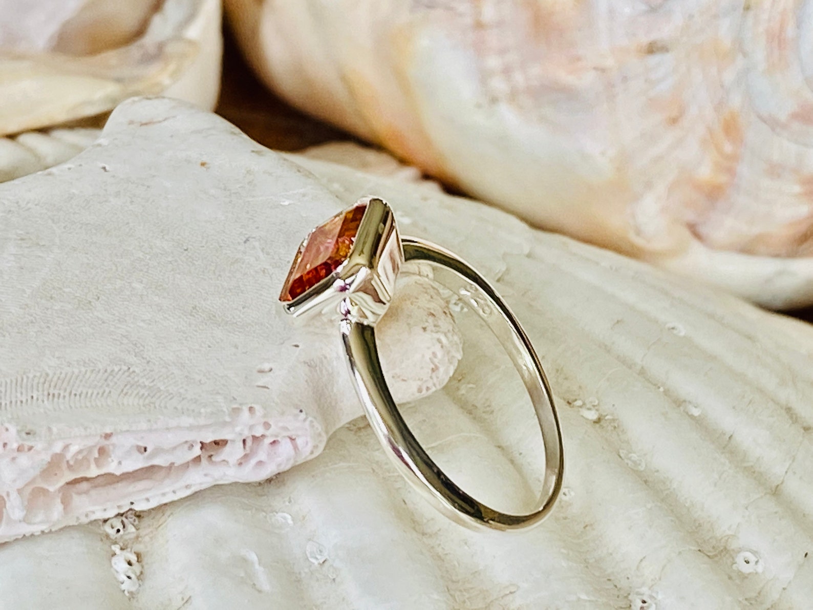 14k Sunrise Mystic Topaz Ring, Sunrise Mystic Topaz, Emerald Cut Mystic ...