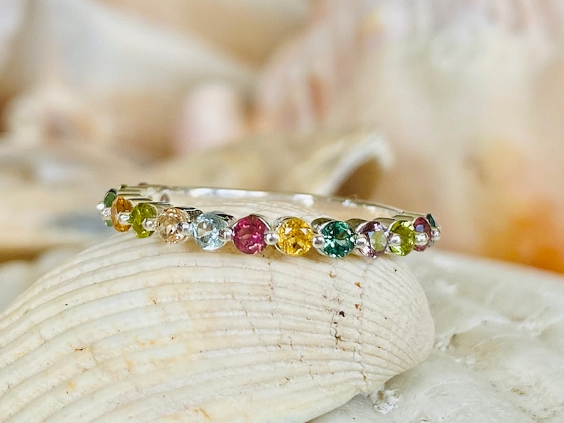 14k Tourmaline Ring Multicolor Tourmaline Ring Tourmaline - Etsy