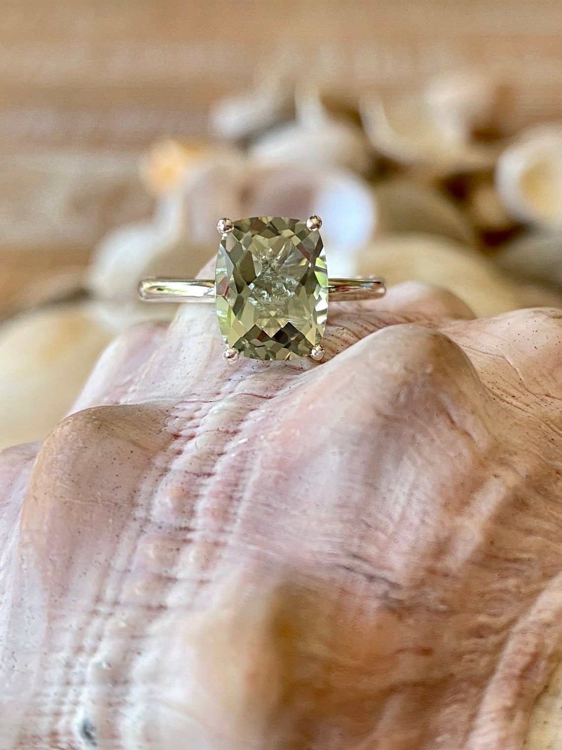 Prasiolite Ring Green Amethyst Ring Prasiolite Solitaire - Etsy