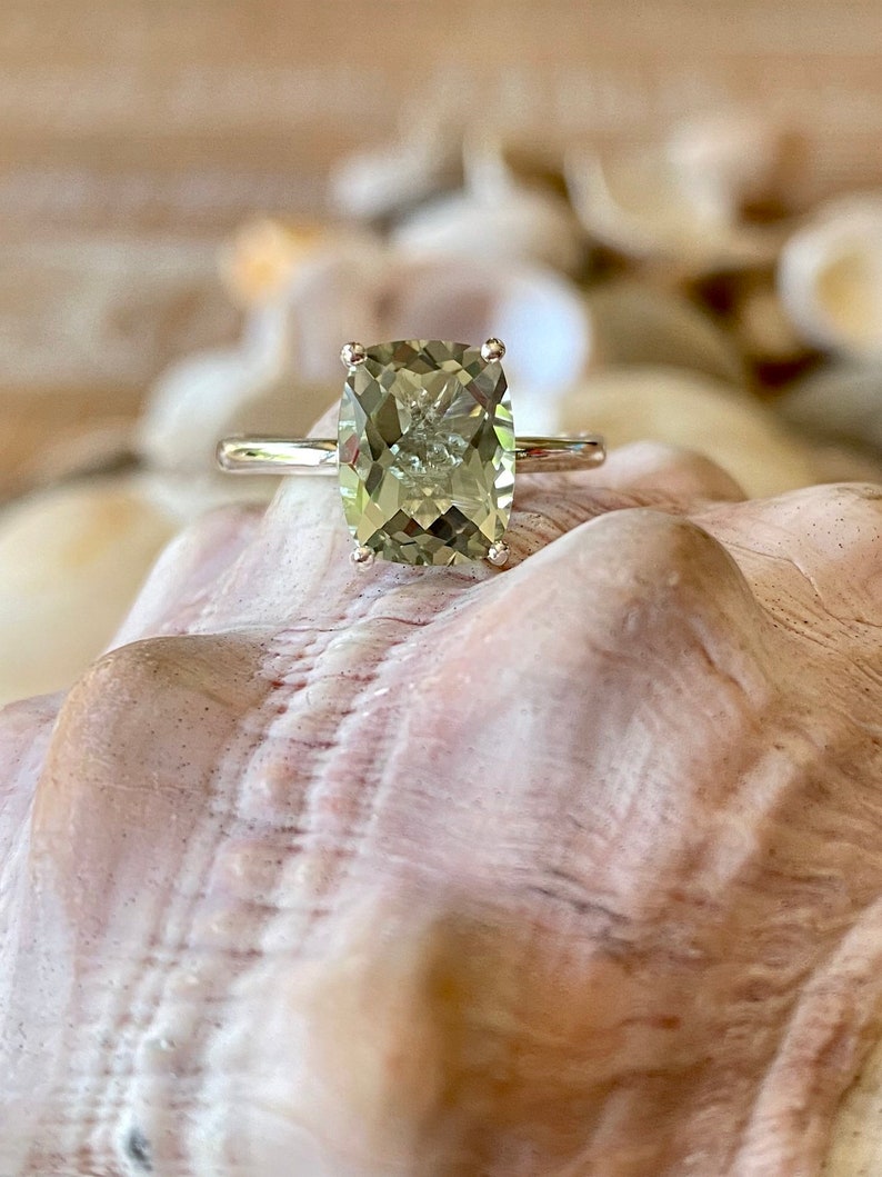 Prasiolite Ring Green Amethyst Ring Prasiolite Solitaire - Etsy