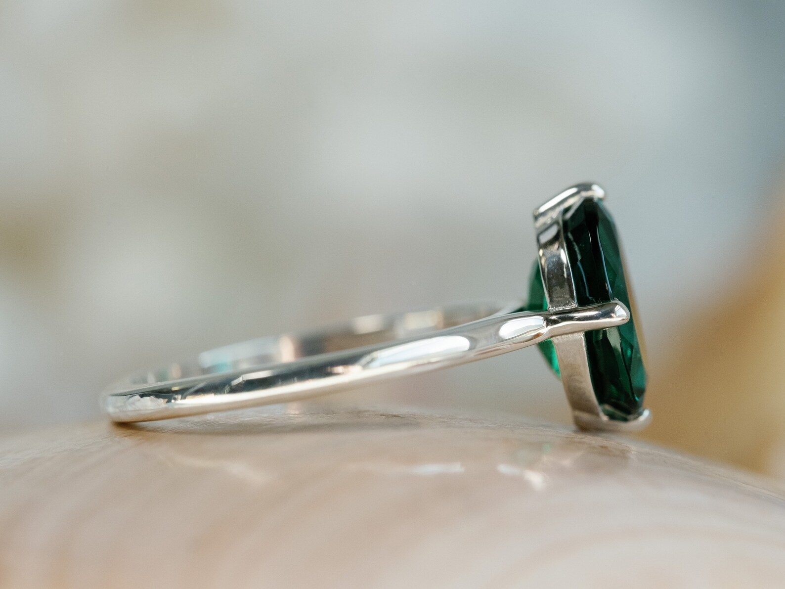14k Emerald Ring, Green Emerald Ring, Oval Cut Emerald, 3.00ct Emerald ...