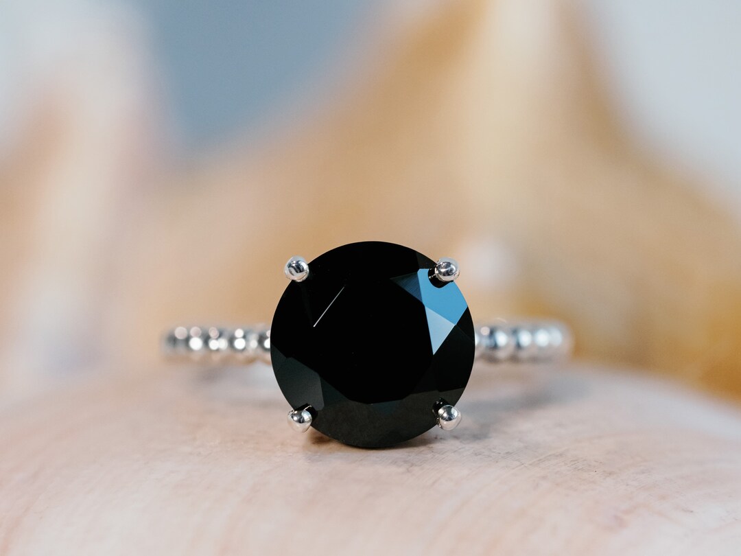 14k Black Spinel Ring, Large Spinel Ring, Sterling Silver Spinel Ring ...