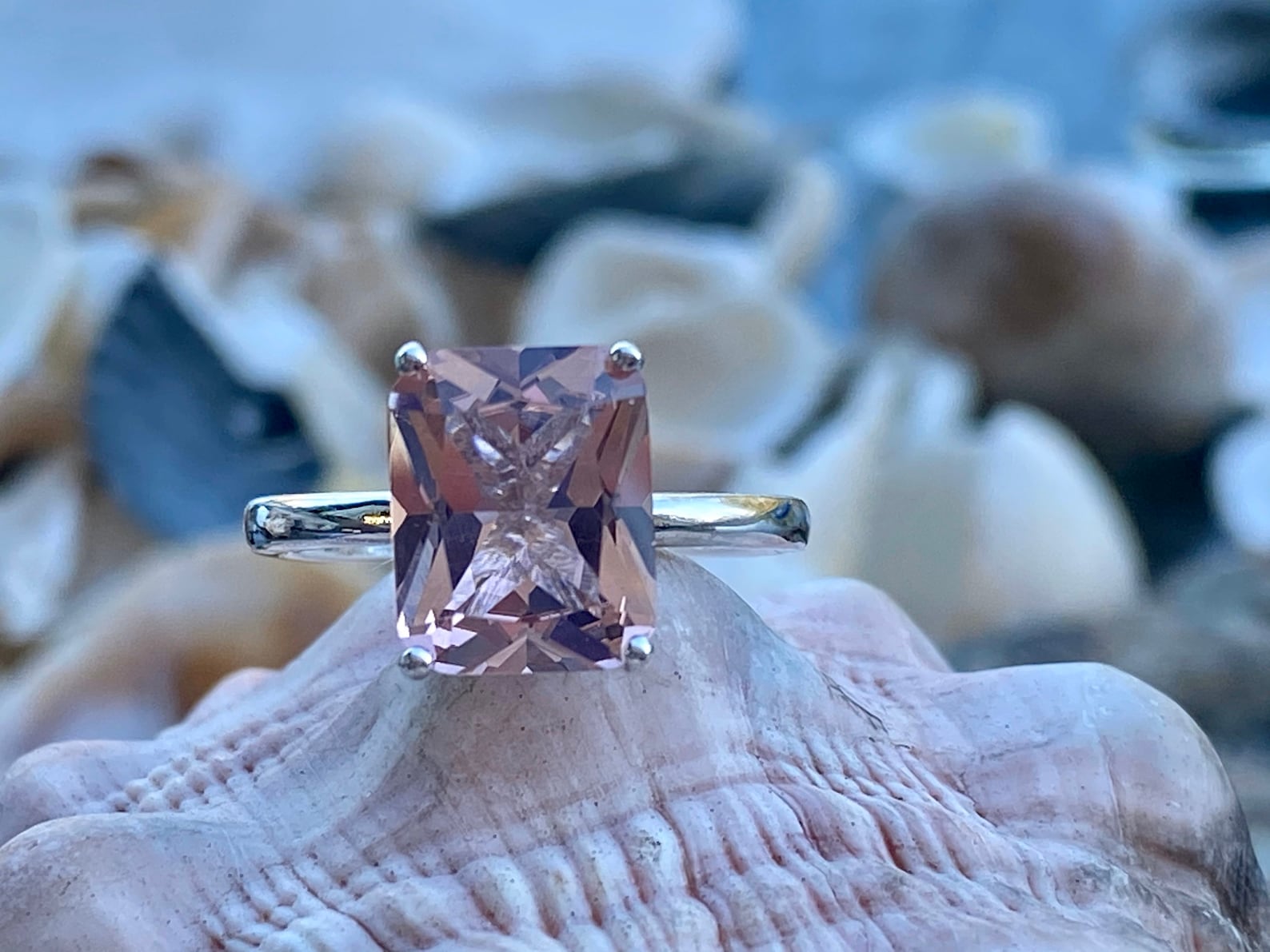 Radiant Cut Solitaire Morganite Ring Morganite Engagement - Etsy