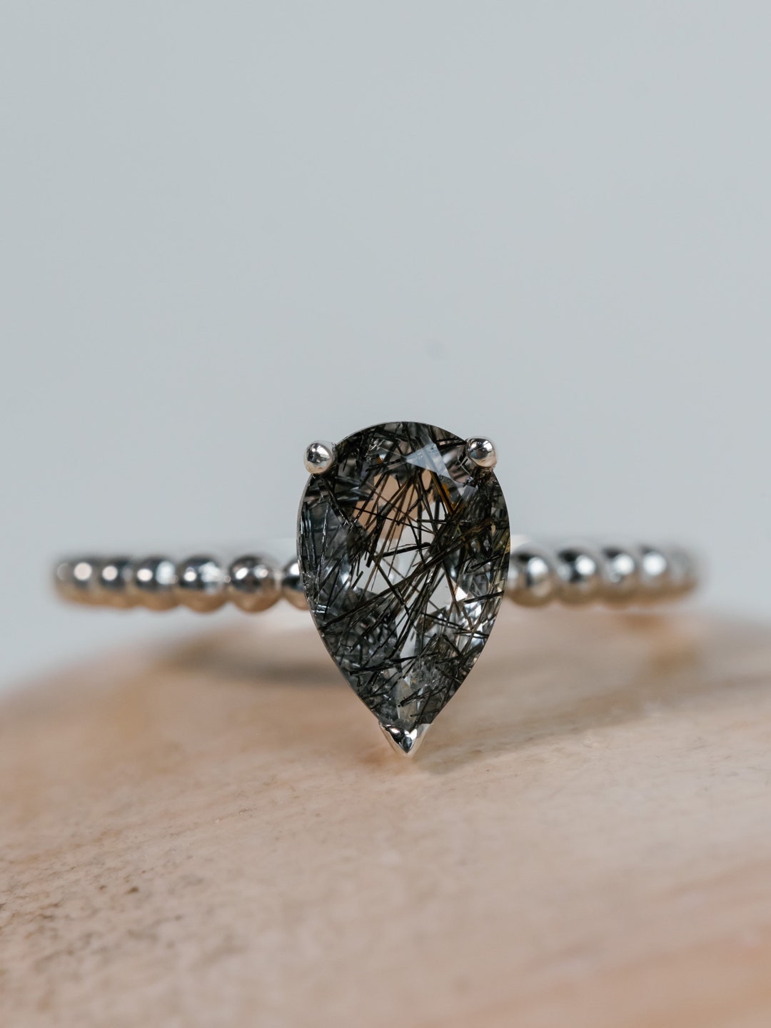 14k Rutilated Quartz Ring, Quartz Ring, Pear Shaped Quartz Ring, Silver ...