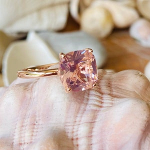 Cushion Cut Solitaire Morganite Ring, Morganite Engagement Ring, Gold ...