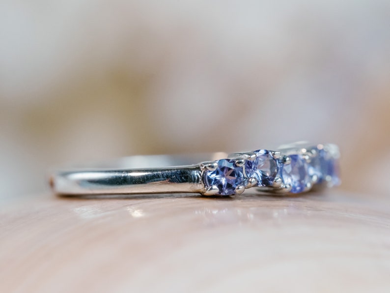 Natural Tanzanite Band Tanzanite Wedding Band Half Eternity - Etsy
