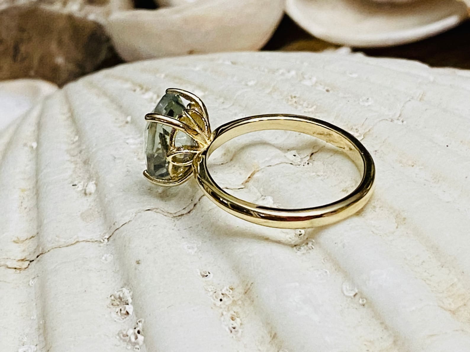 14k Gold Prasiolite Ring Green Amethyst Ring 3.00ct. Oval - Etsy