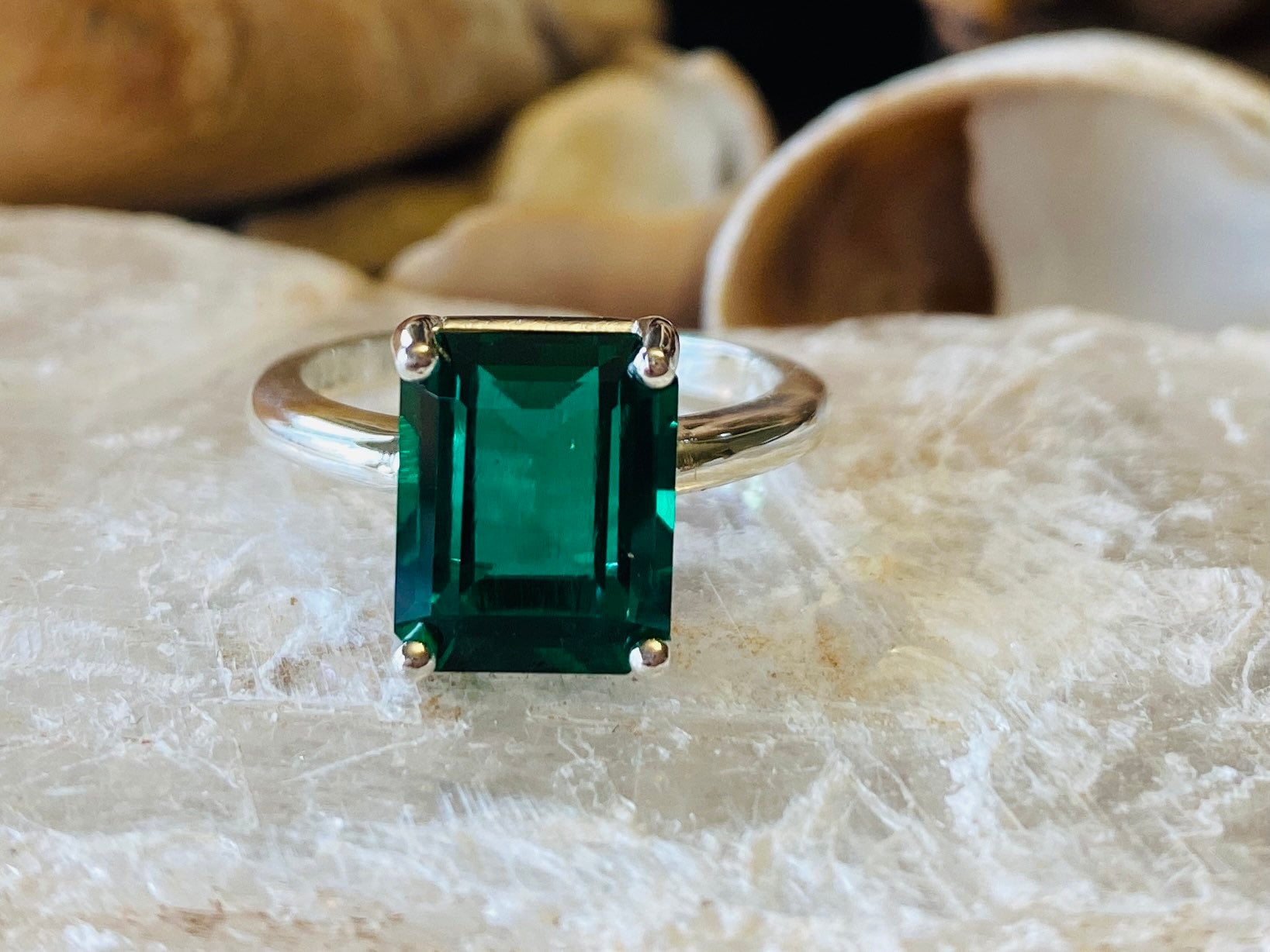 14k Gold Emerald Ring Emerald Engagement Ring Emerald Cut | Etsy