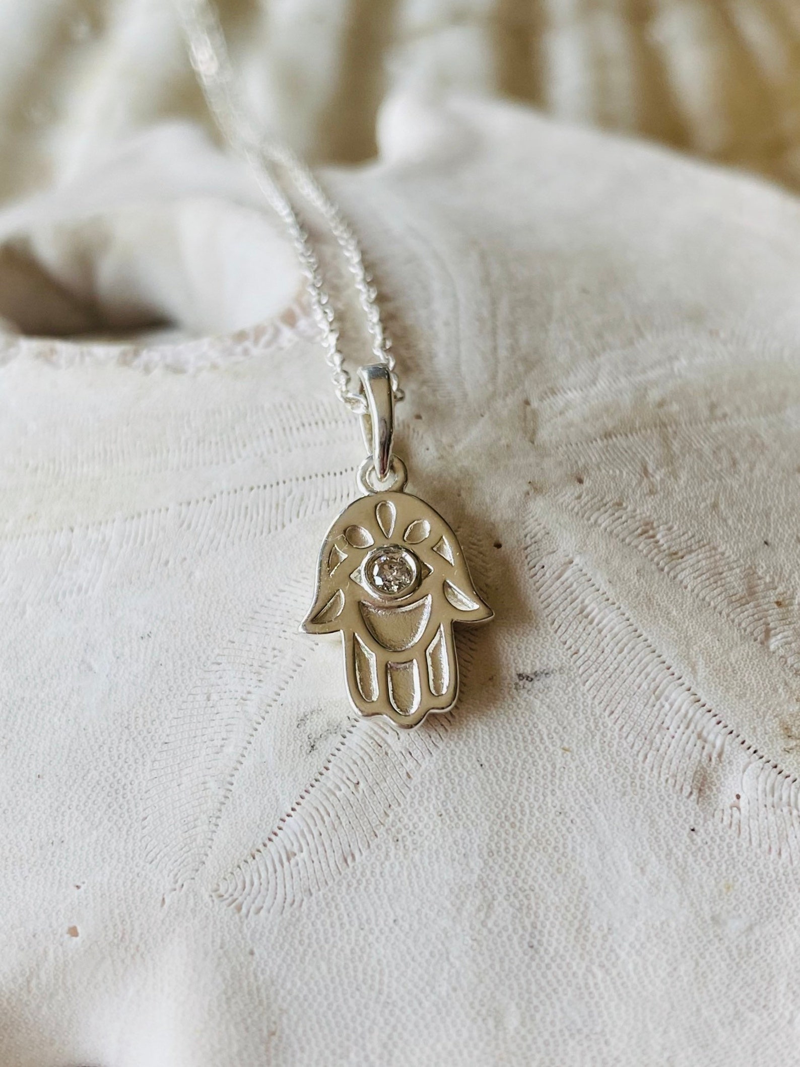 Protection Necklace, Diamond Hamsa Necklace, Gold Hamsa, Silver Hamsa ...