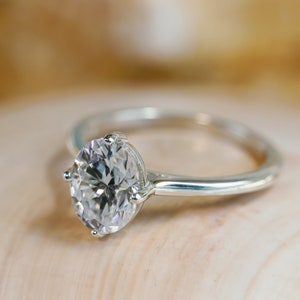 14k Oval Moissanite Engagement Ring, Oval Moissanite Solitaire Ring, 2. ...