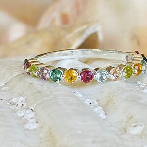 14k Tourmaline Ring, Multicolor Tourmaline Ring, Tourmaline Band ...