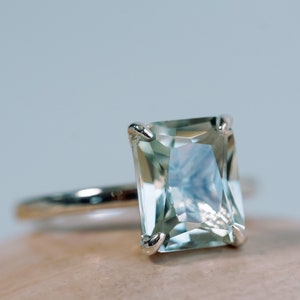 Radiant Cut Prasiolite Ring, Green Amethyst Ring, Radiant Cut ...