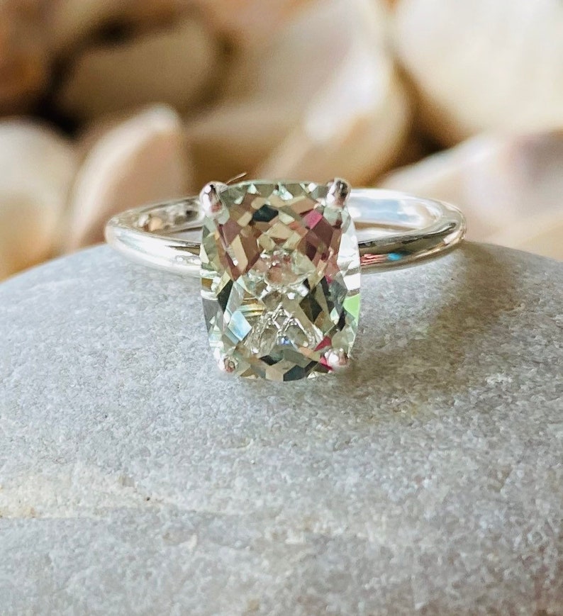 Prasiolite Ring Green Amethyst Ring Prasiolite Solitaire | Etsy