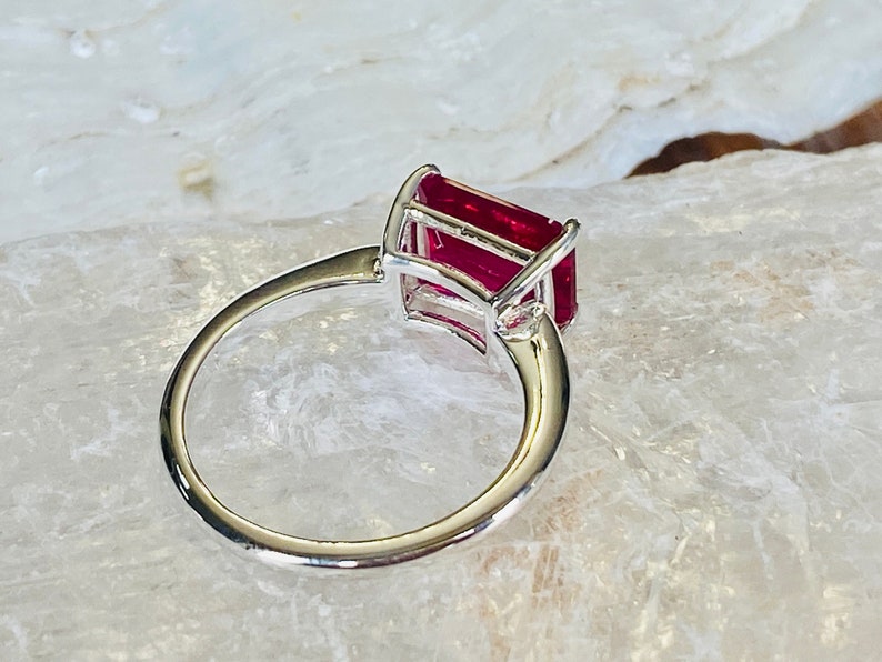 14k Emerald Cut Ruby Ring, Emerald Cut Ruby, Ruby Engagement Ring ...