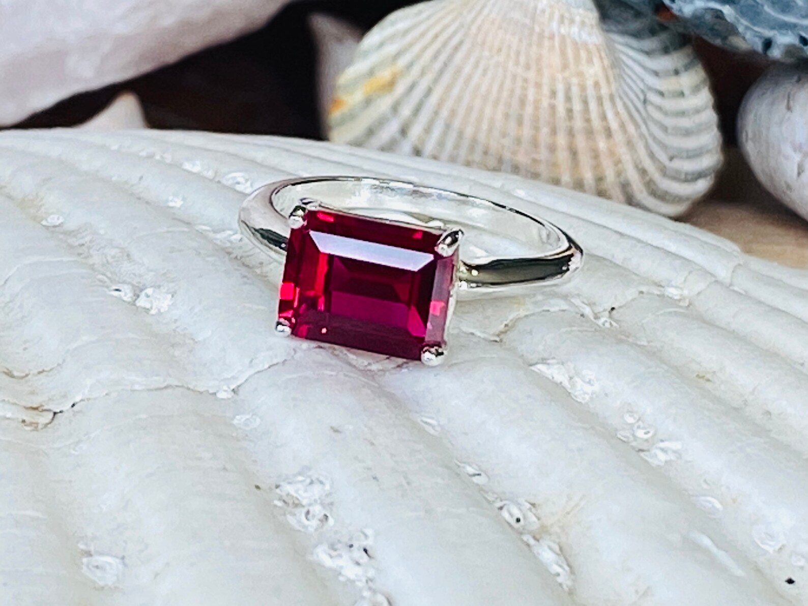 14k Emerald Cut Ruby Ring, Emerald Cut Ruby, Ruby Engagement Ring ...