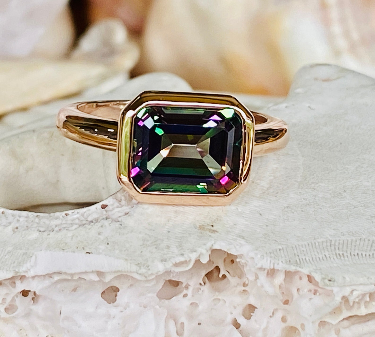 Mystic Topaz Ring Mystic Topaz Emerald Cut Mystic Topaz - Etsy