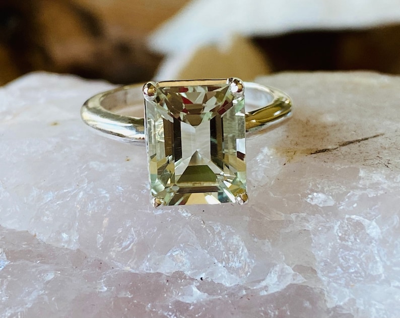 Prasiolite Ring Gold Prasiolite Ring Green Amethyst Ring - Etsy
