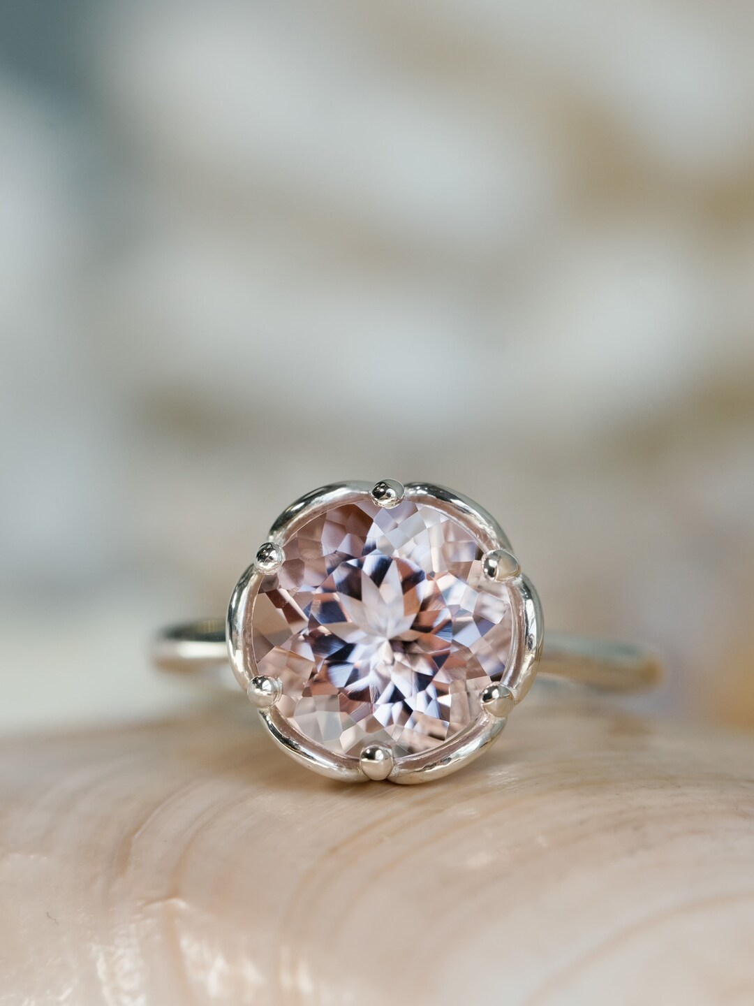 14k Natural Morganite Ring, Morganite Engagement Ring, Gold Morganite ...