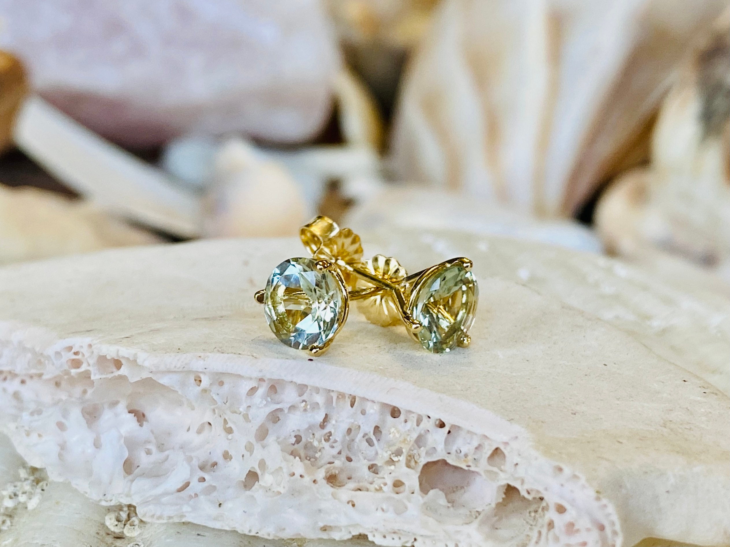 Prasiolite Earrings Prasiolite Stud Earrings Green Amethyst - Etsy