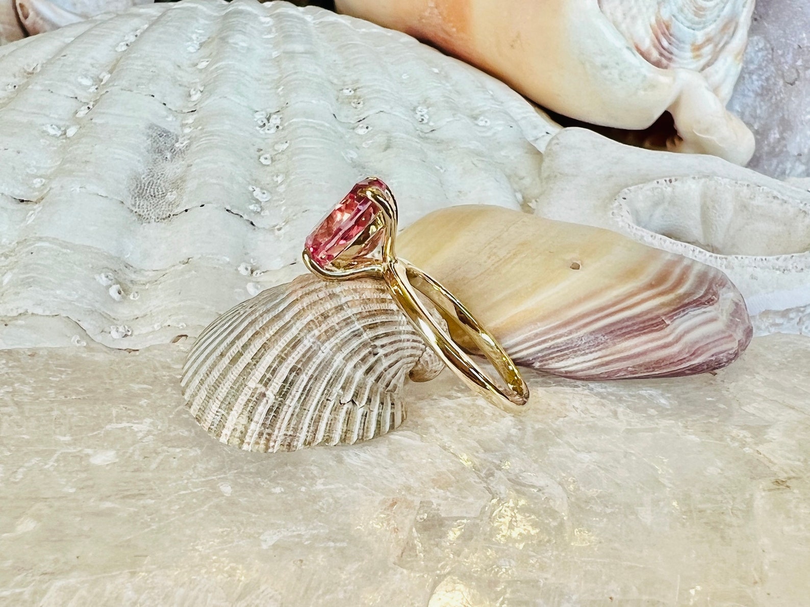 14k Padparadscha Sapphire Ring Oval Pink Sapphire Ring Pink - Etsy