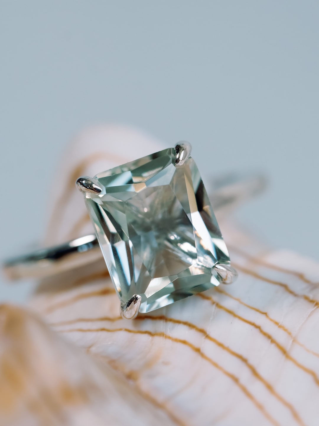 Radiant Cut Prasiolite Ring, Green Amethyst Ring, Radiant Cut Prasiolite Solitaire, 10x8mm ...