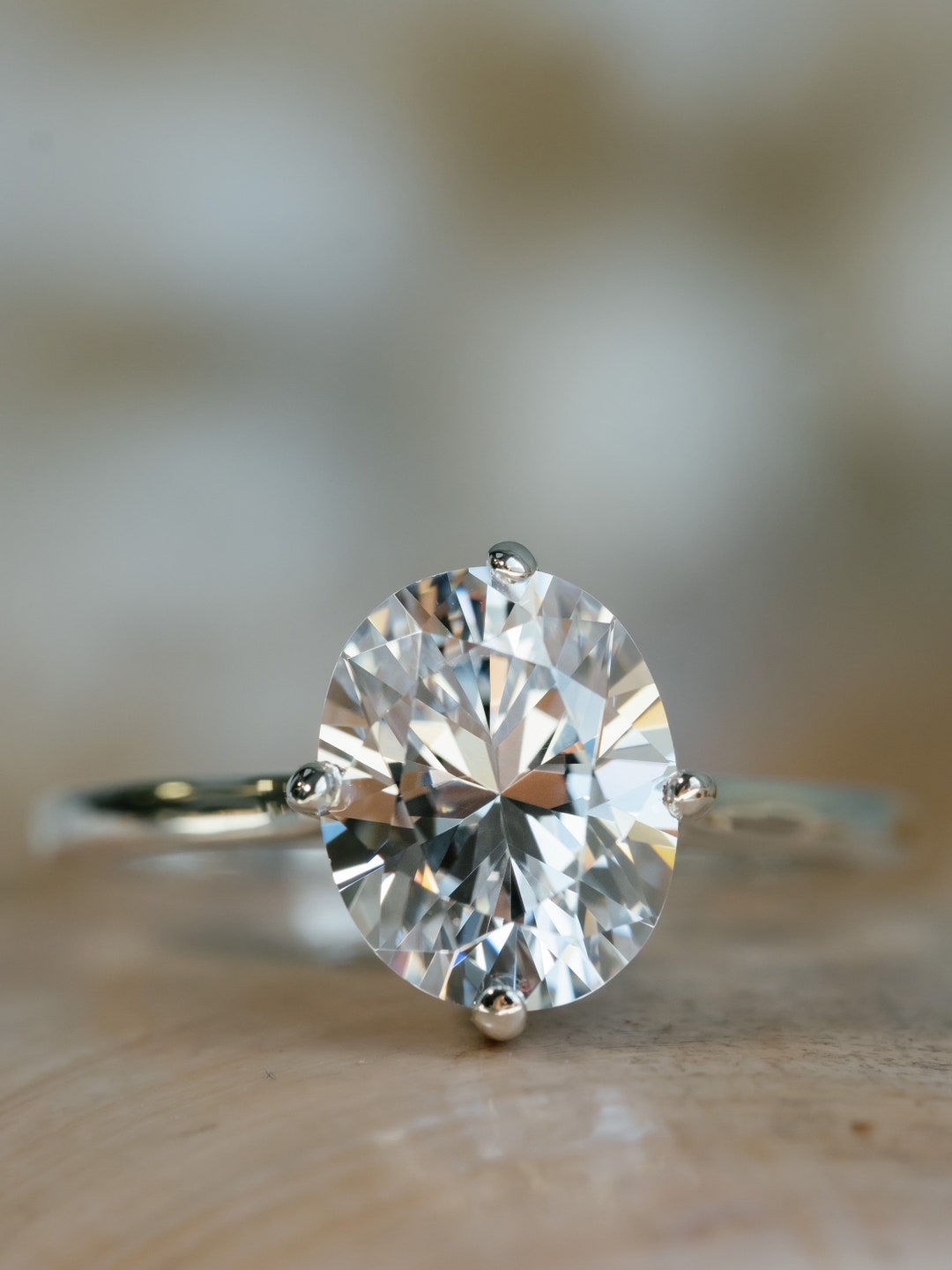 14k Oval Moissanite Engagement Ring, Oval Moissanite Solitaire Ring, 3. ...