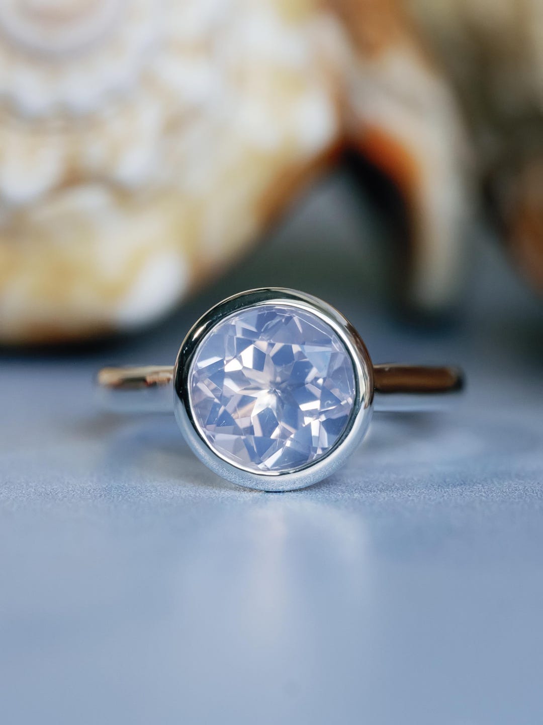 Lavender Moon Quartz Ring, Round Bezel Quartz Ring, Natural Quartz Ring ...