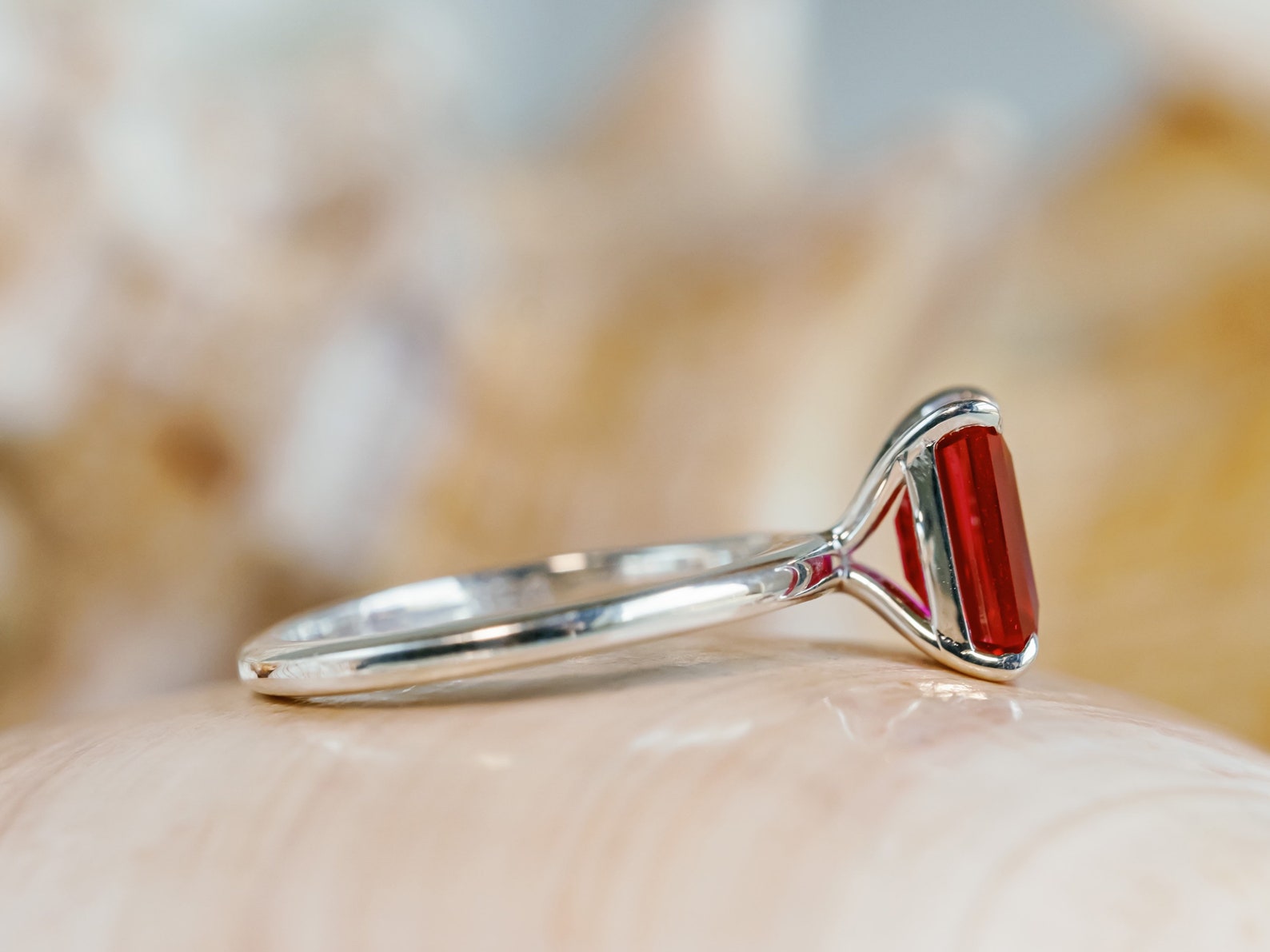 14k Emerald Cut Ruby Ring Emerald Cut Ruby Ruby Engagement - Etsy