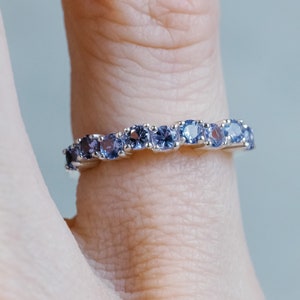 Natural Tanzanite Band, Tanzanite Wedding Band, Half Eternity Stacking ...