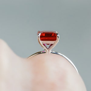 14k Emerald Cut Ruby Ring, Emerald Cut Ruby, Ruby Engagement Ring ...
