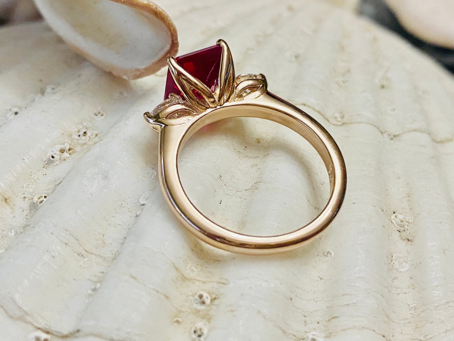 Three Stone Ruby Ring Ruby Engagement Ring Three Stone - Etsy