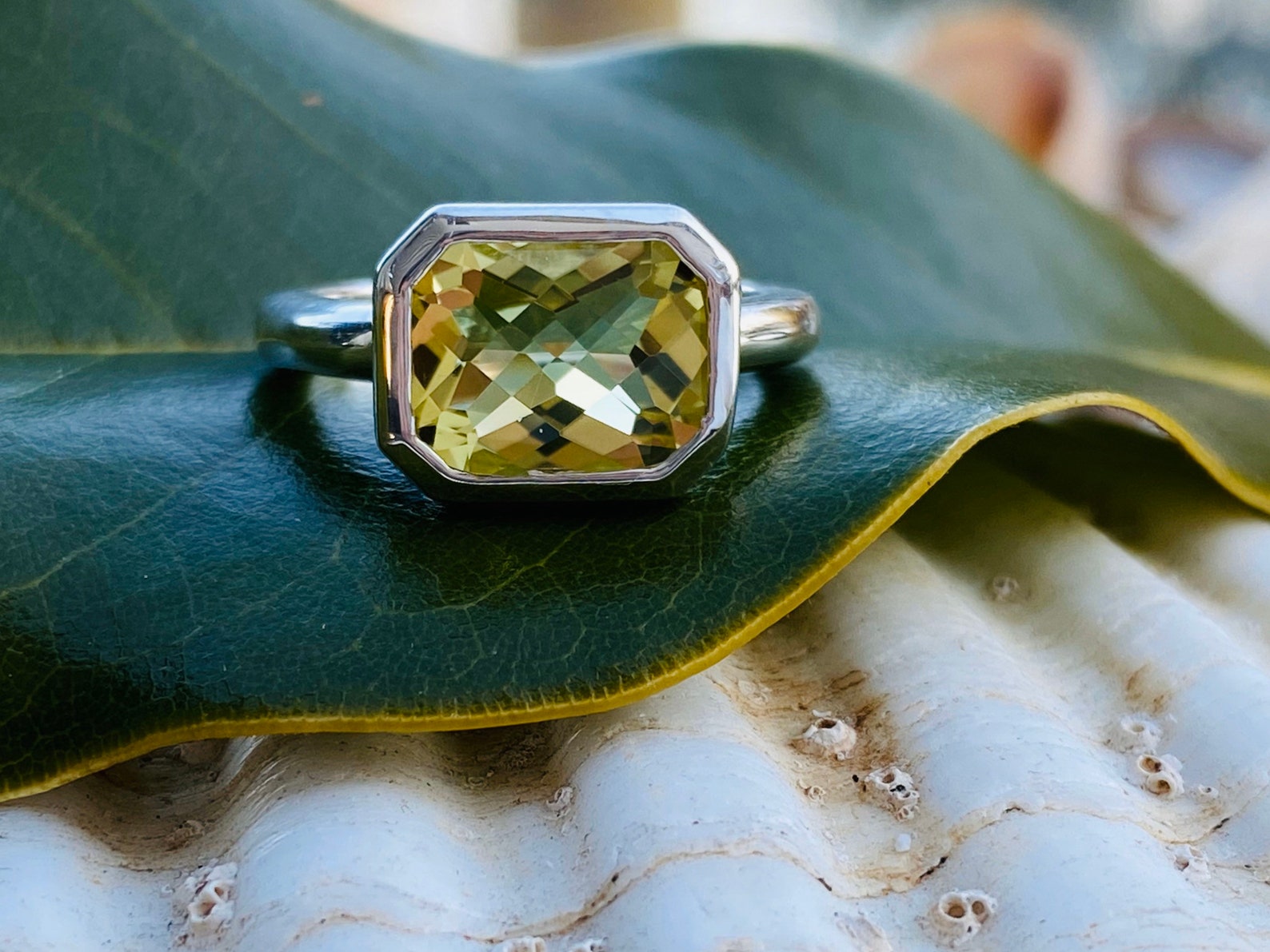 Lemon Citrine Ring Elongated Cushion Cut Ring 3.00ct. - Etsy