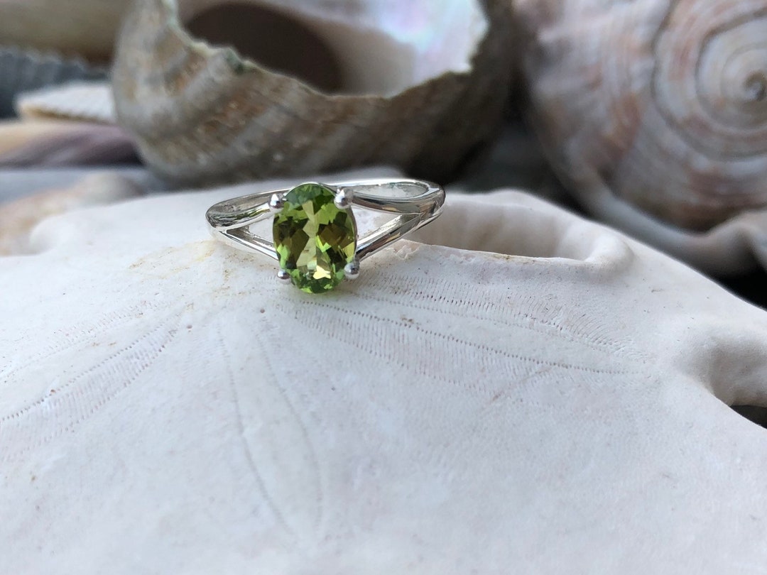 Peridot Ring, Peridot Solitaire Ring, Oval Peridot Ring, August ...