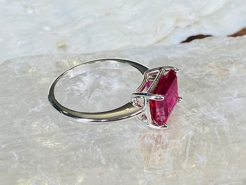 14k Emerald Cut Ruby Ring, Emerald Cut Ruby, Ruby Engagement Ring ...