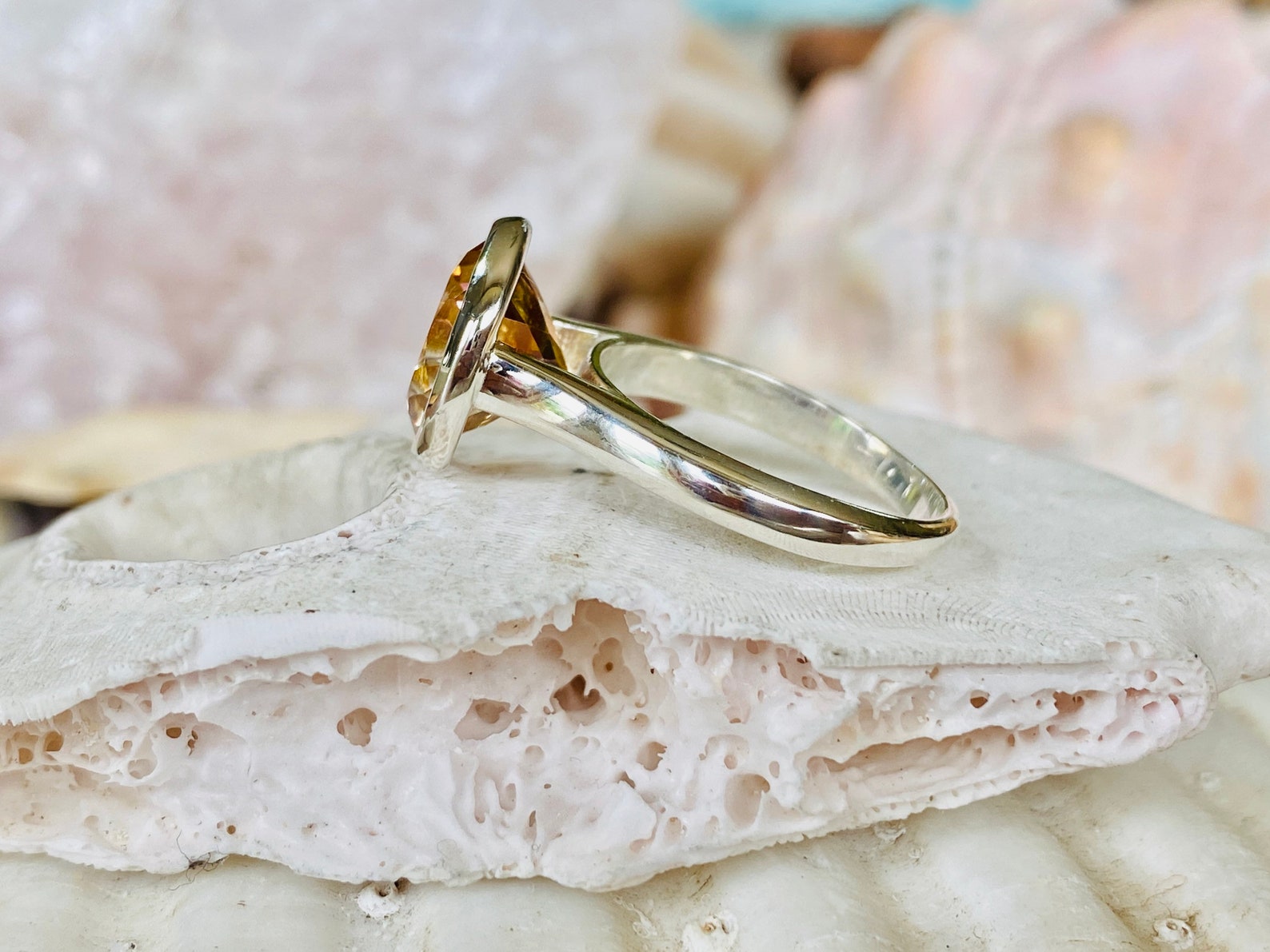 14k Round Sunrise Topaz Ring, Large Sunrisetopaz Ring, Sunrise Topaz ...