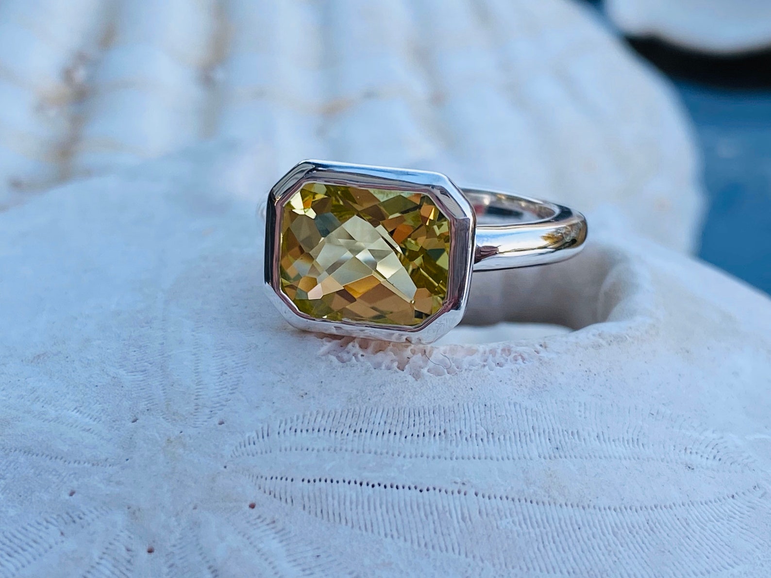 Lemon Citrine Ring Elongated Cushion Cut Ring 3.00ct. - Etsy