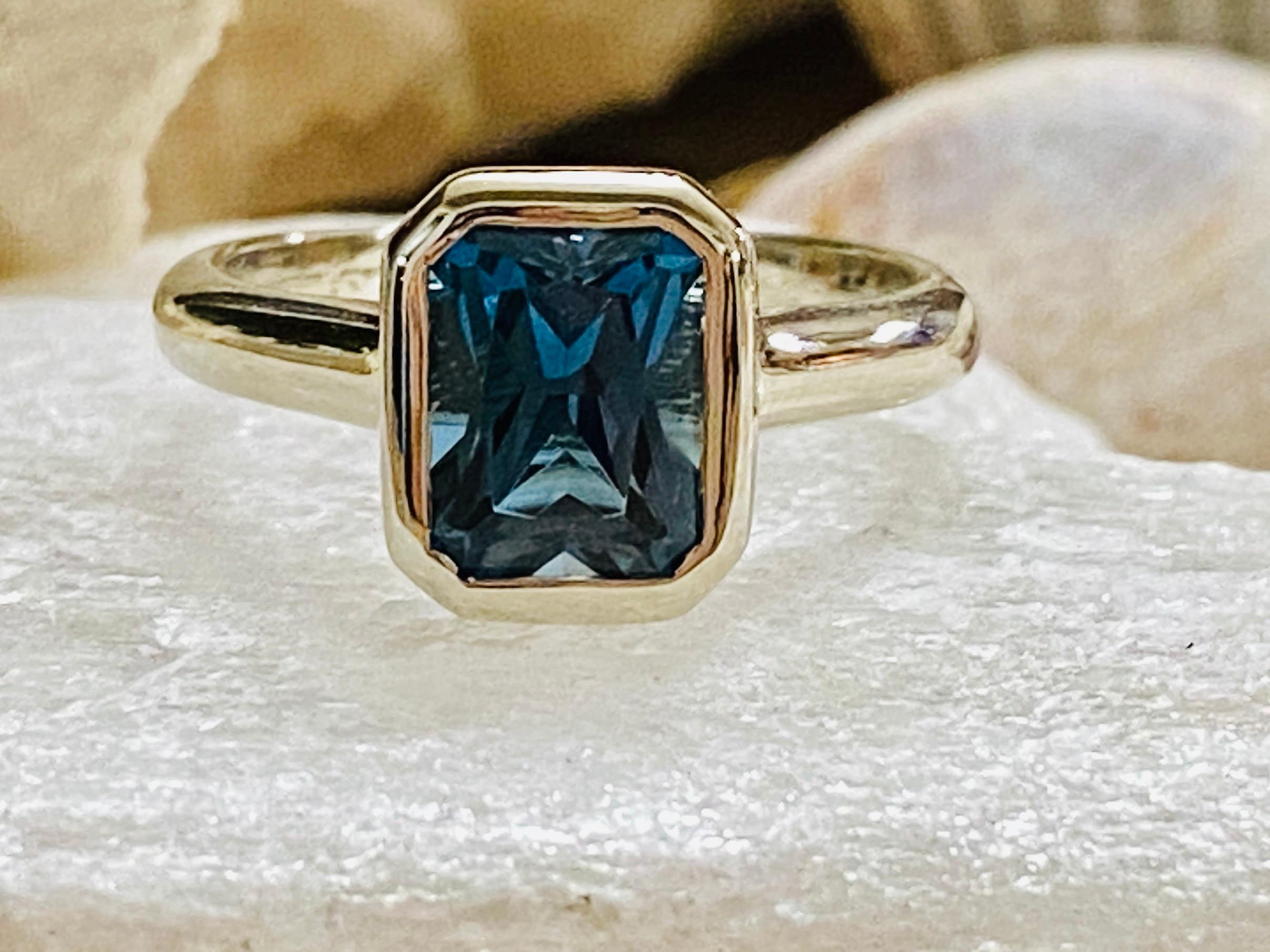 14k London Blue Topaz Ring, Radiant Cut London Blue Topaz Ring, London ...
