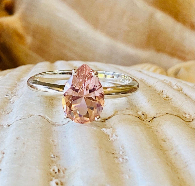 Pear Morganite Ring Pear Morganite Engagement Ring Pear - Etsy