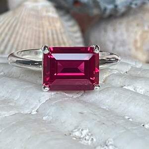 14k Emerald Cut Ruby Ring, Emerald Cut Ruby, Ruby Engagement Ring ...