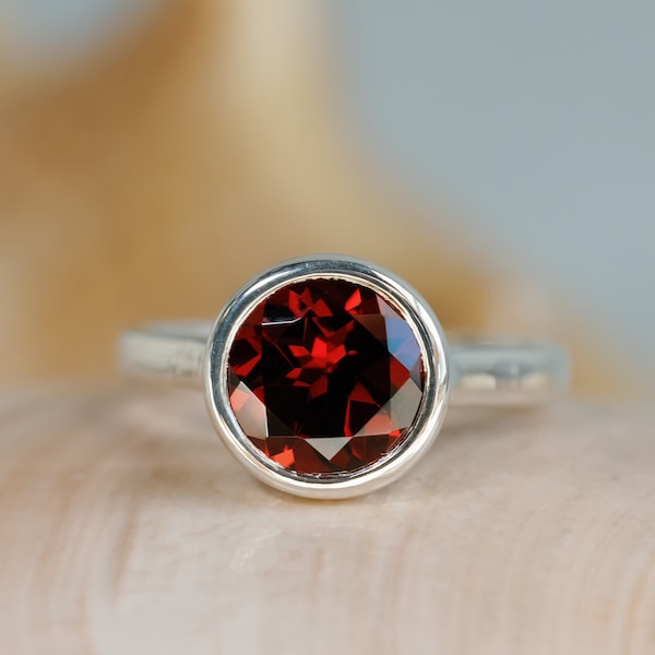 Garnet Ring Silver - Etsy