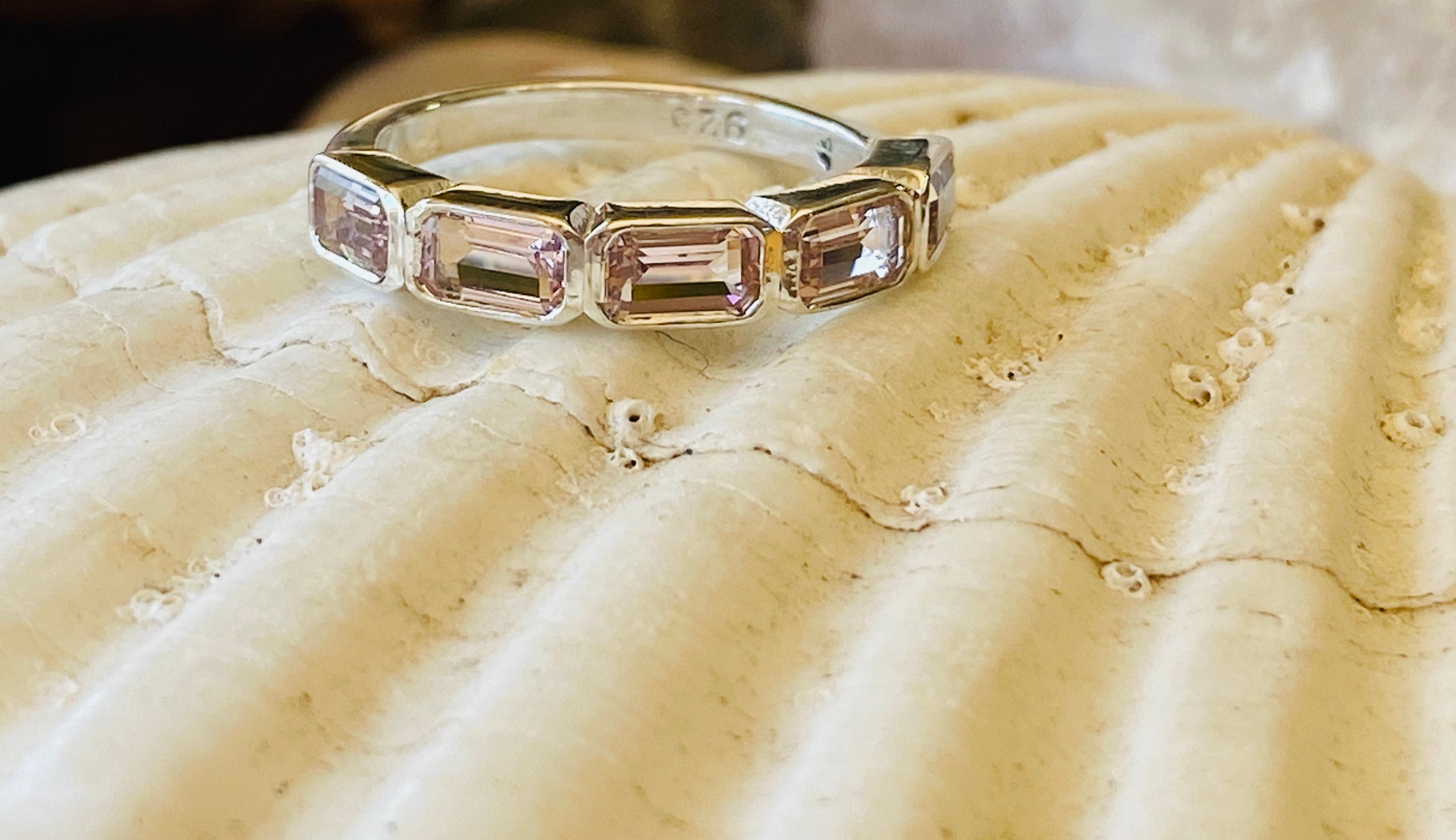 Morganite Ring Morganite Band Anniversary Band 5 Stone | Etsy