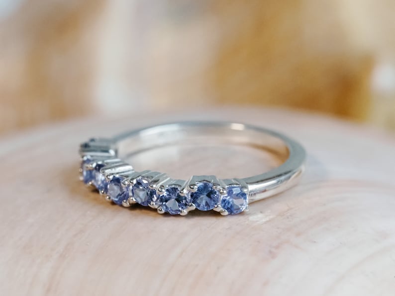 Natural Tanzanite Band Tanzanite Wedding Band Half Eternity - Etsy