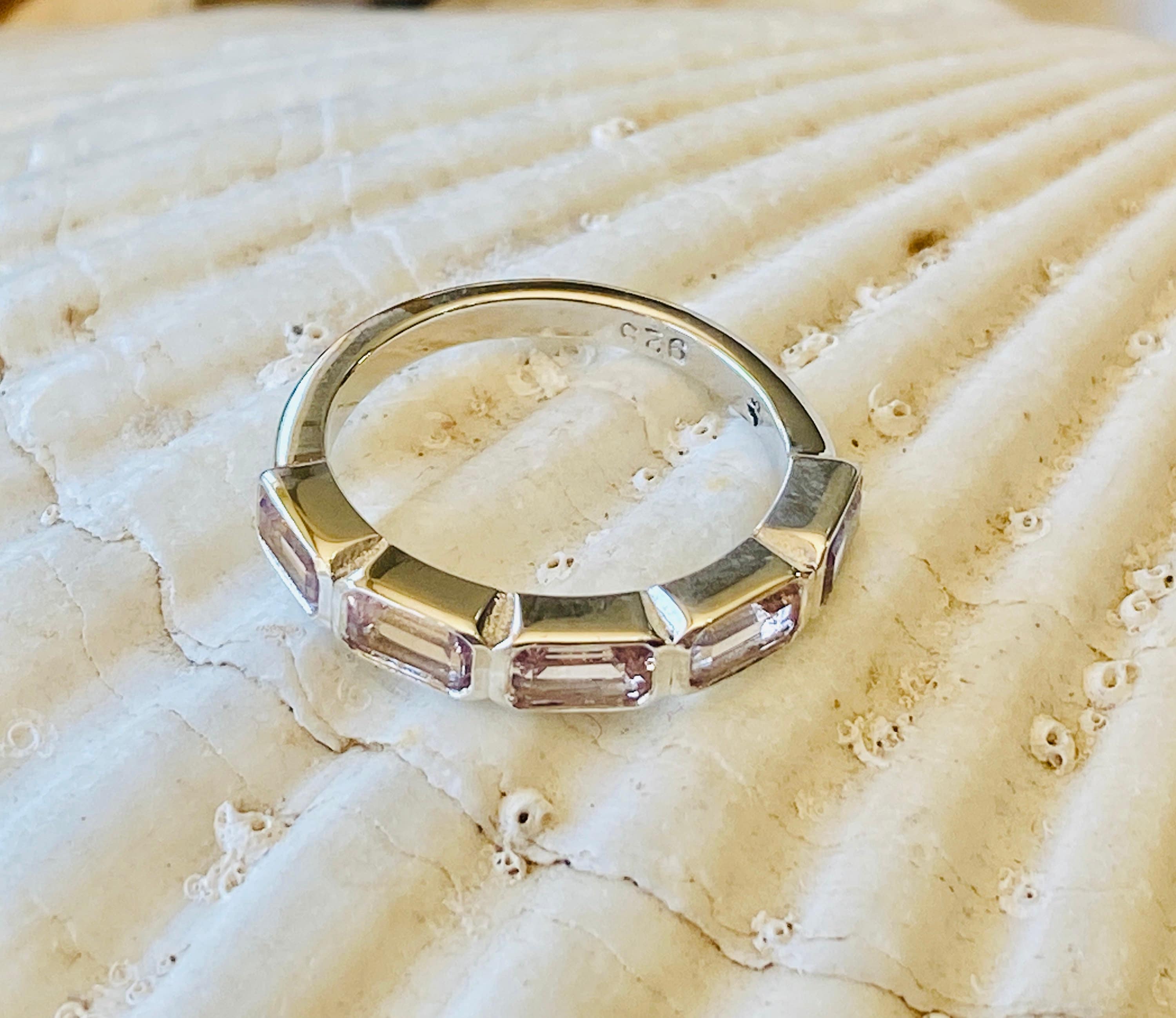 Morganite Ring Morganite Band Anniversary Band 5 Stone | Etsy