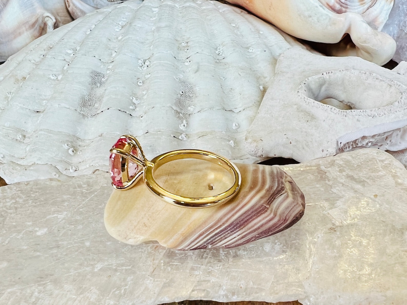 14k Padparadscha Sapphire Ring Oval Pink Sapphire Ring Pink - Etsy