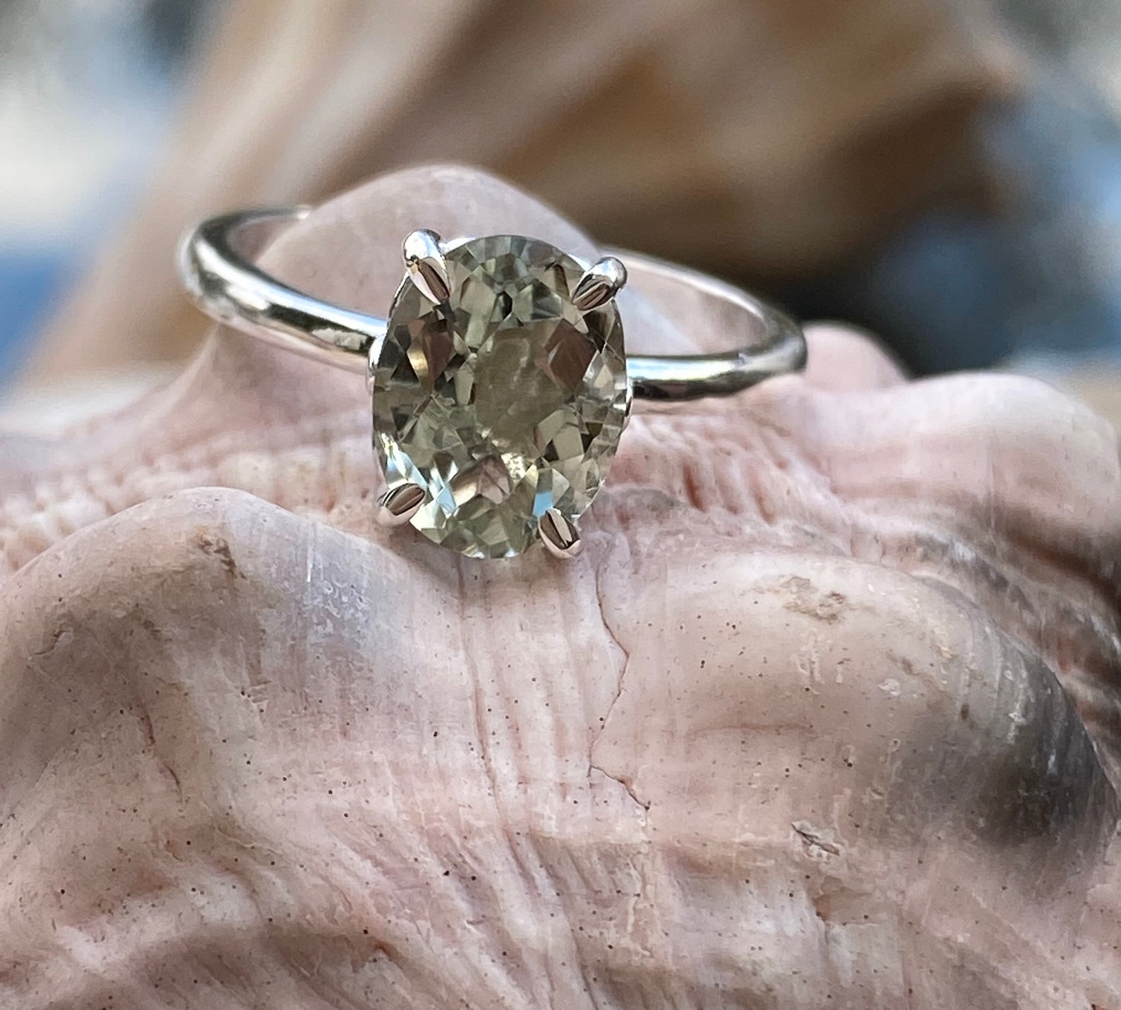 Prasiolite Ring Green Amethyst Ring 2.00ct Oval Ring - Etsy