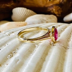 14k Gold Oval Ruby Ring, Ruby Engagement Ring, Gold Ruby Ring, Bezel ...
