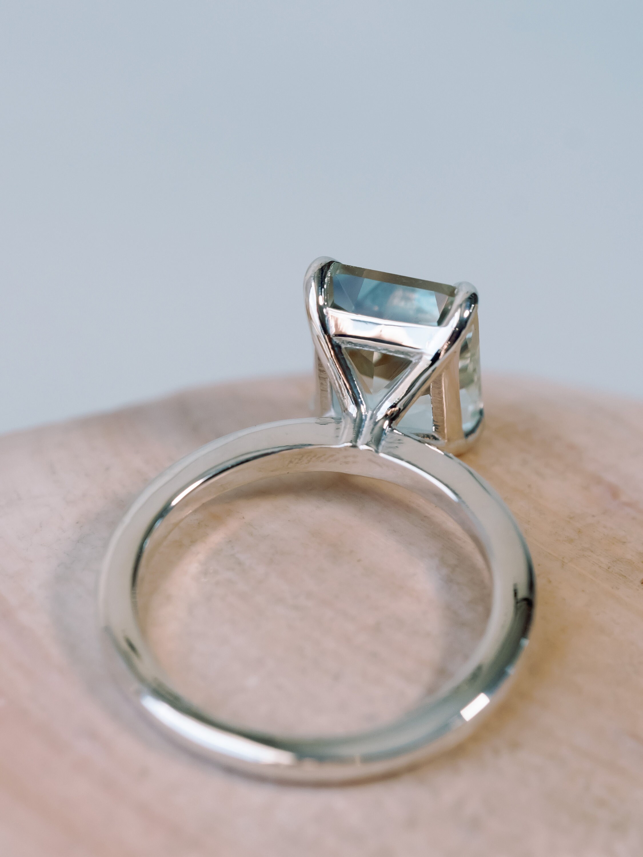 Radiant Cut Prasiolite Ring, Green Amethyst Ring, Radiant Cut ...